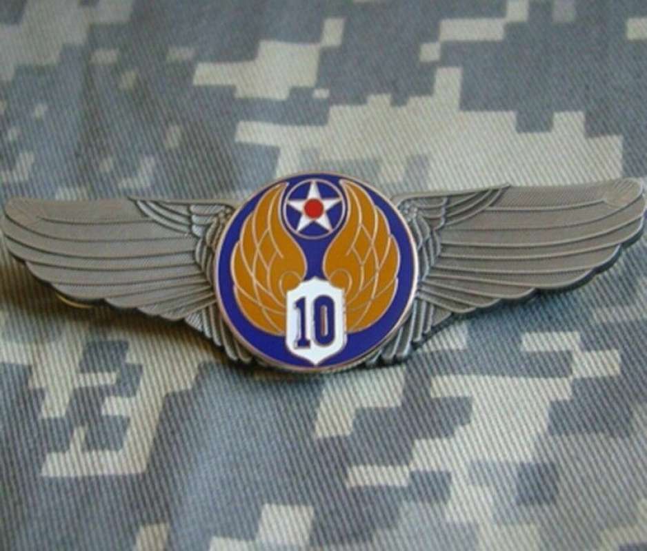 Promo WW2 US USA USAF 10th Air Force Military Pilot Wing Badge Insignia ...