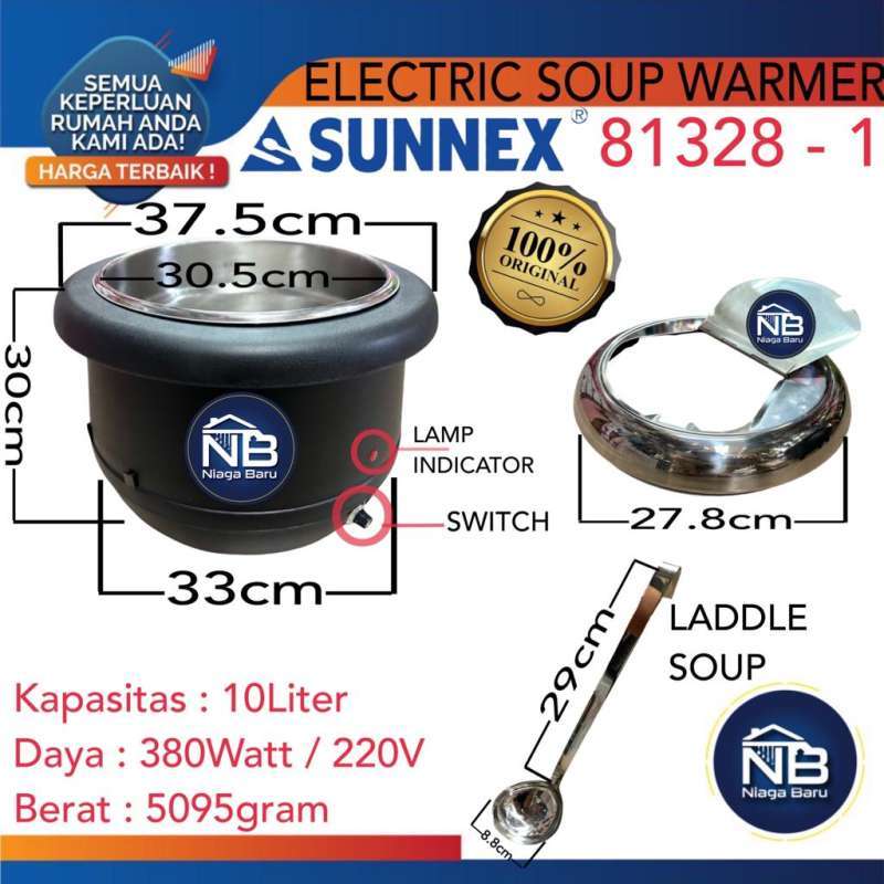 Jual Sunnex Electric Soup Warmer Kettle 10l/ Pemanas Sop Bubur Listrik ...