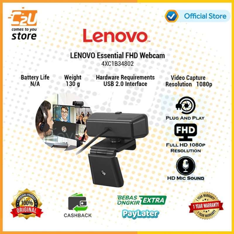 Jual Lenovo Essential FHD Webcam with Build-in Mic di Seller C2U ...
