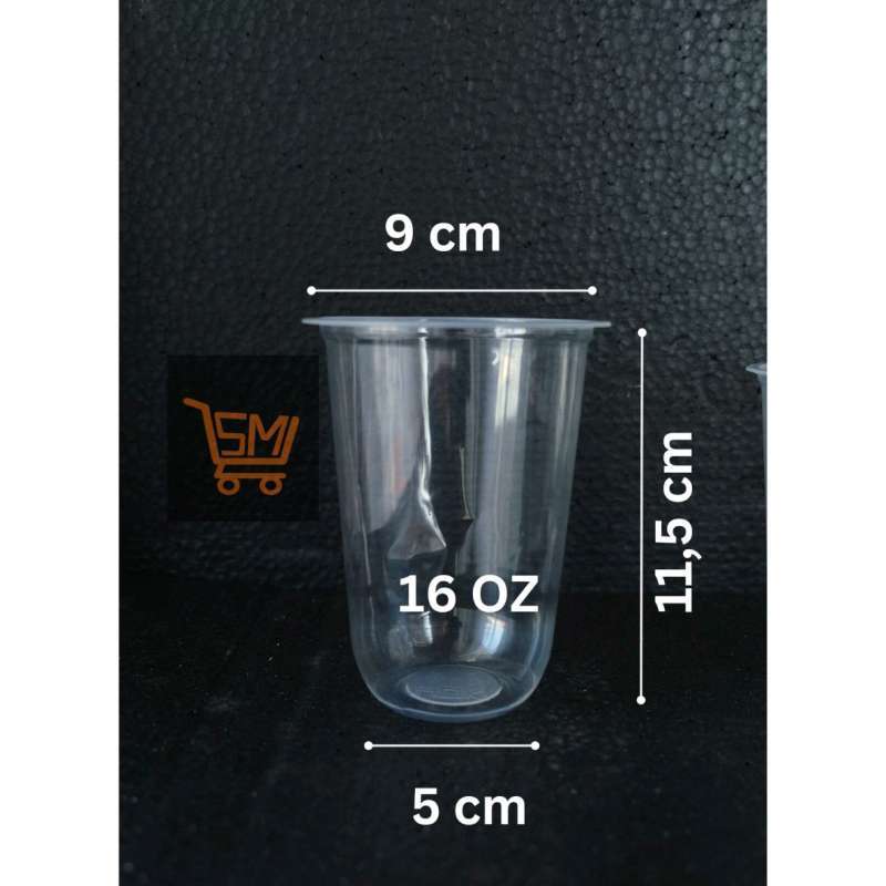 Jual GROSIR Gelas plastik oval (U-Cup) HOK ukuran 12/14/16 OZ (1 karton ...