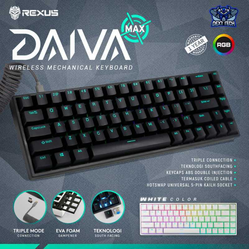 Jual Rexus Daiva D68SF Max Wireless Mechanical Gaming Keyboard - Red ...