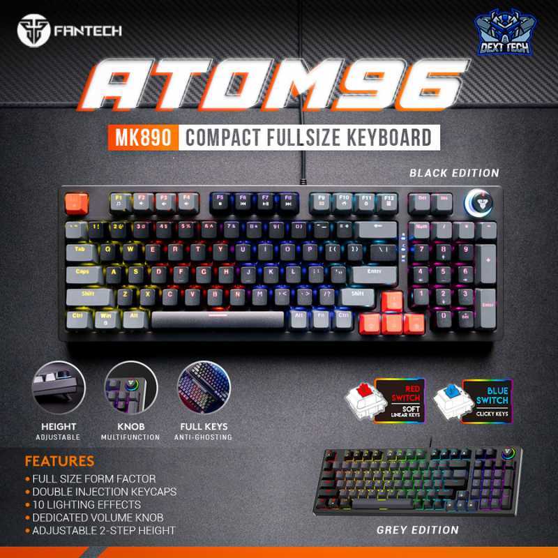 Jual Fantech ATOM96 MK890 RGB Keyboard Gaming Mechanical Full Size - Blue Switch Black di Seller ...