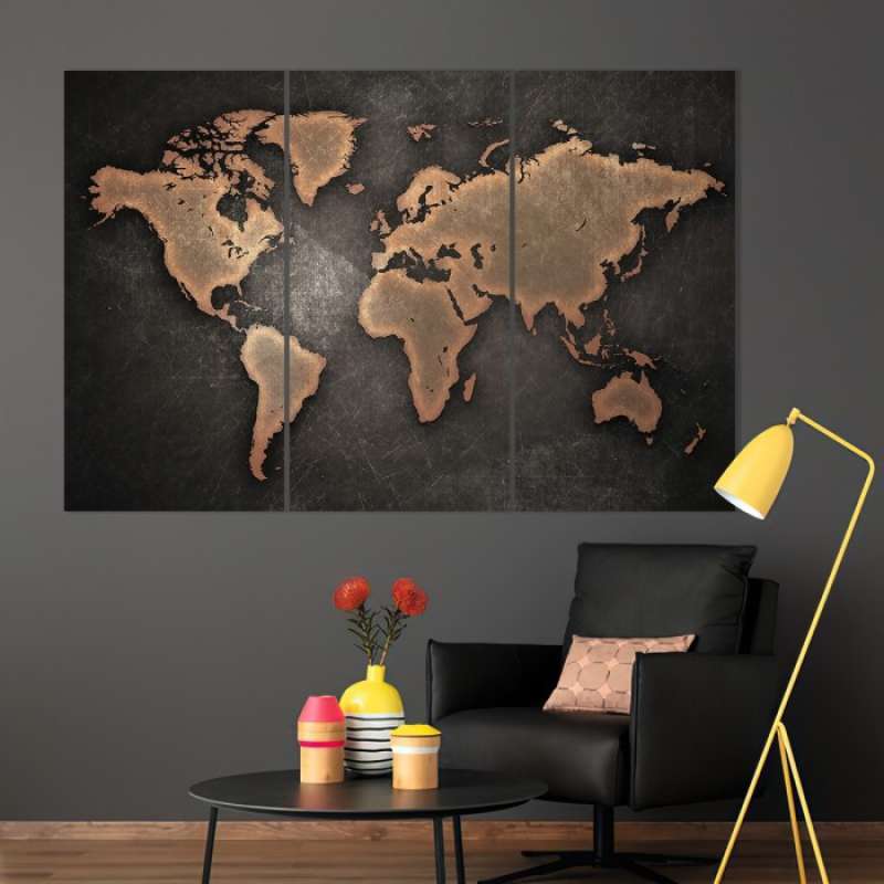 Promo Hiasan Dinding Wall Decor Peta Dunia World Map Vintage Kamar ...