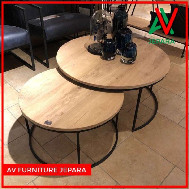 Promo Meja Nesting Bulat Kaki Besi Powder Coating - Meja Tamu Bulat Top ...