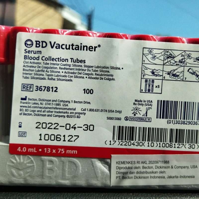Promo Bd Vacutainer Pln Plh/Tabung Serum / Red Top/Tabung Plain/Tutup ...