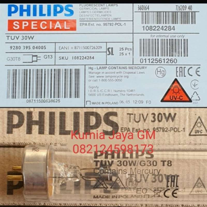Promo Philips Lampu Tl Uvc 30Watt Germicidal / Uvc Sterilizer 30W ...