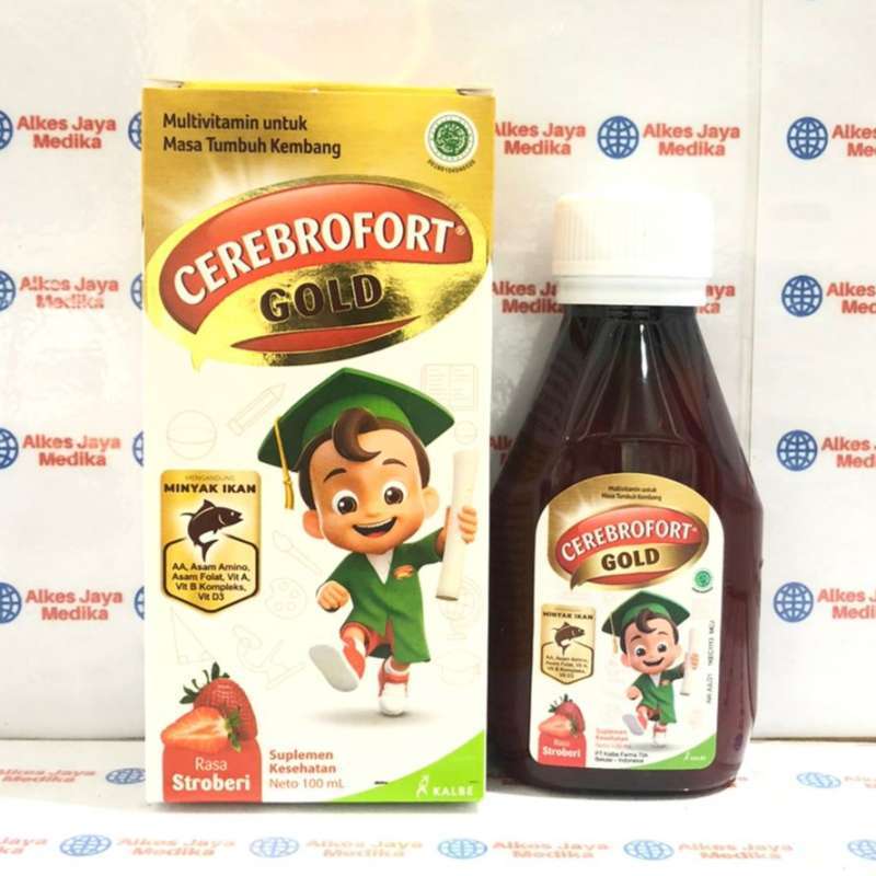 Jual Cerebrofort Gold Sirup Rasa Strawberry 100 Ml - Multivitamin ...