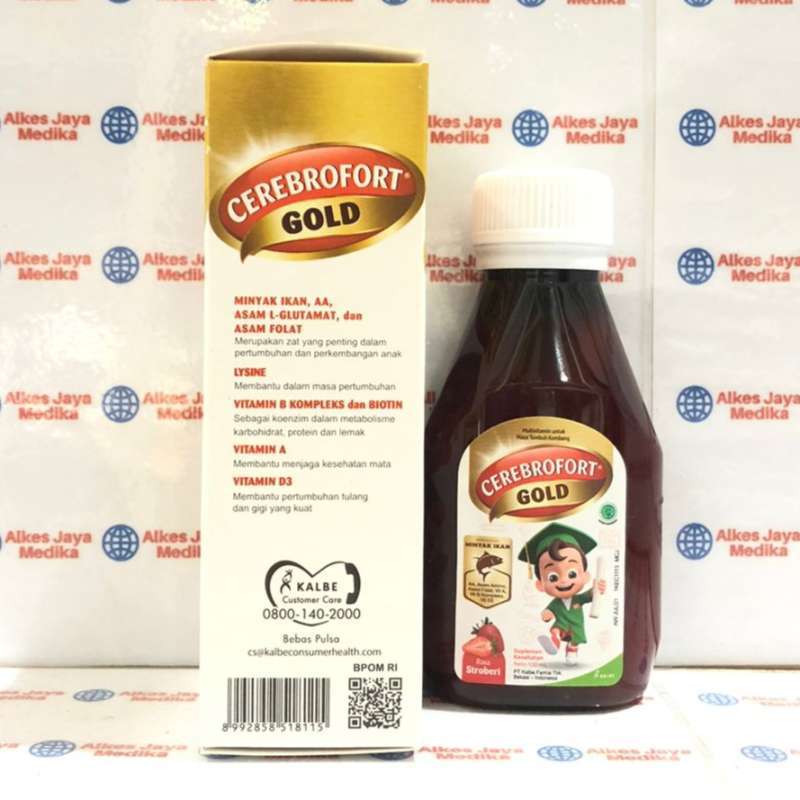 Jual Cerebrofort Gold Sirup Rasa Strawberry 100 Ml - Multivitamin ...