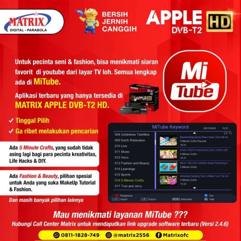 Jual Stb Matrix Dvb-t2 Hd Merah + Wifi Dongle (free Kabel Hdmi) Di ...