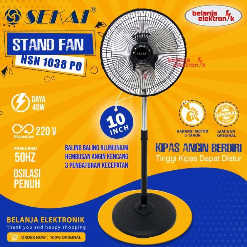 Jual Kipas Angin Tumpu Berdiri Stand Fan Besi 10 Inch Sekai Hsn-1038 Po ...