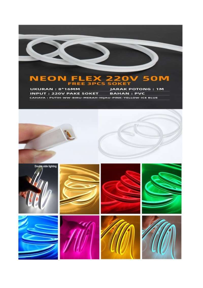Promo Led Selang Neon Flex 220V 50M / Led Sign / Led Selang Strip ...