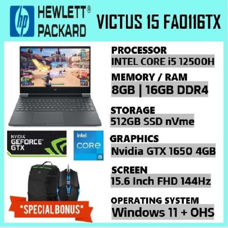 Jual Hp Victus 15 Fa0116tx Intel Core I5 12500h Gtx 1650 15,6 Inch 144hz Di Seller Knkbec1 ...