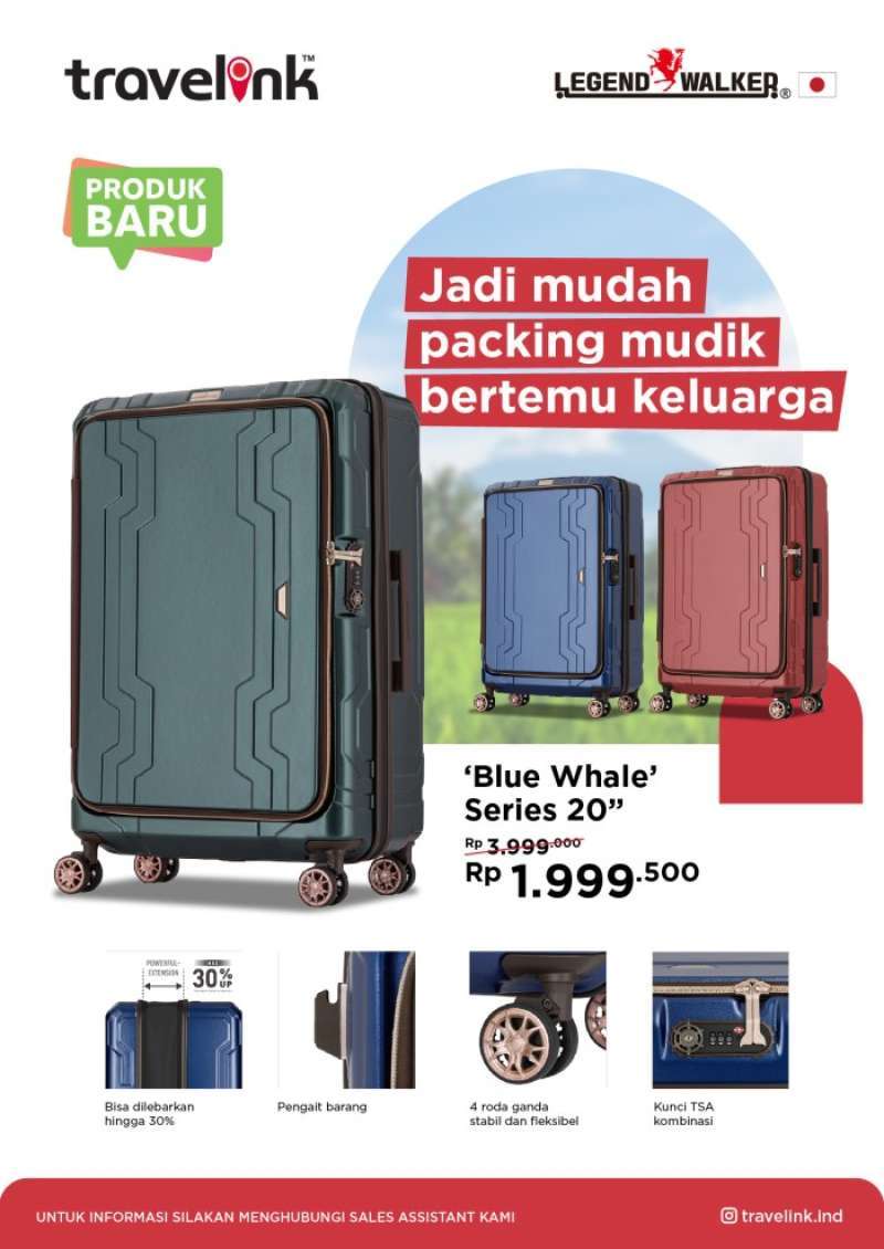 Jual Legend Walker Blue Whale 20 Inch Koper Luggage Front Loading ...