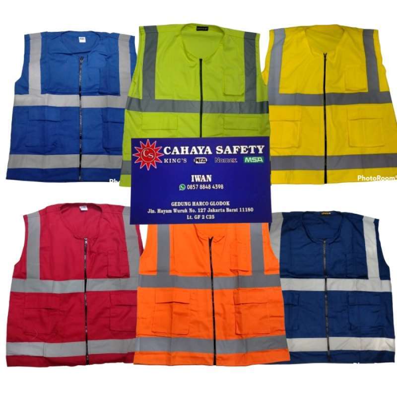 Promo Rompi Safety Drill Plus Bordir / Rompi Proyek / Rompi Vest Navy ...