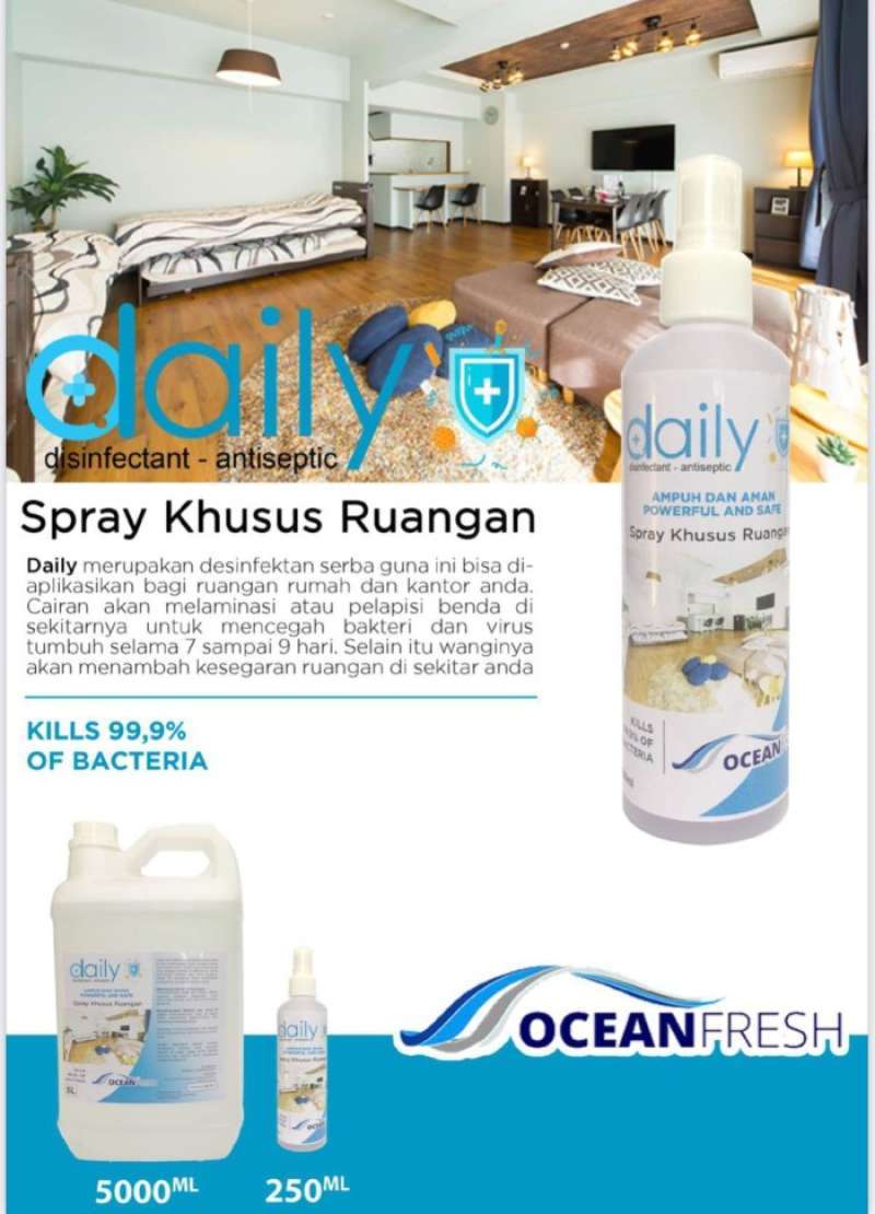 Promo Desinfektan Daily 5 Liter Khusus Ruangan + Disinfectant 250Ml ...