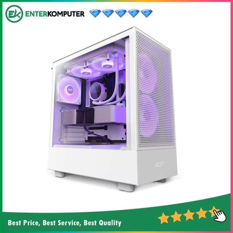 Jual Casing Nzxt H5 Flow Rgb White - Mid-tower Airflow Case With Rgb ...