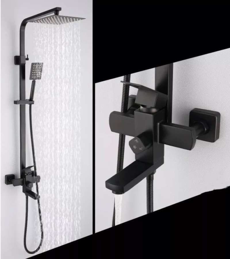 Jual Shower Tiang Kran Column Bat Mixer Panas Dingin Hitam Stainless Hd ...