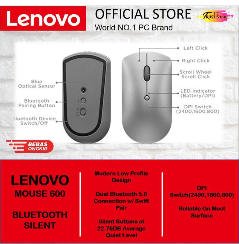 Jual LENOVO MOUSE 600 BLUETOOTH SILENT MOUSE ORIGINAL di Seller Lenovo ...
