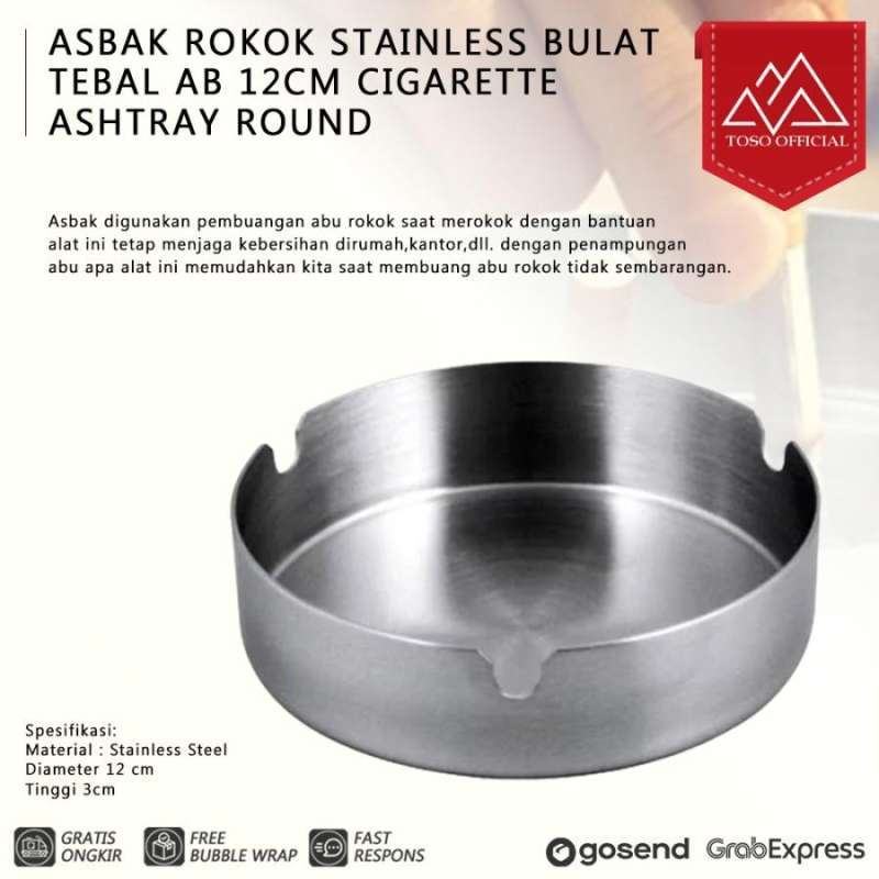 Promo Asbak Rokok Stainless Bulat Tebal Ab 12cm Cigarette Ashtray Round ...