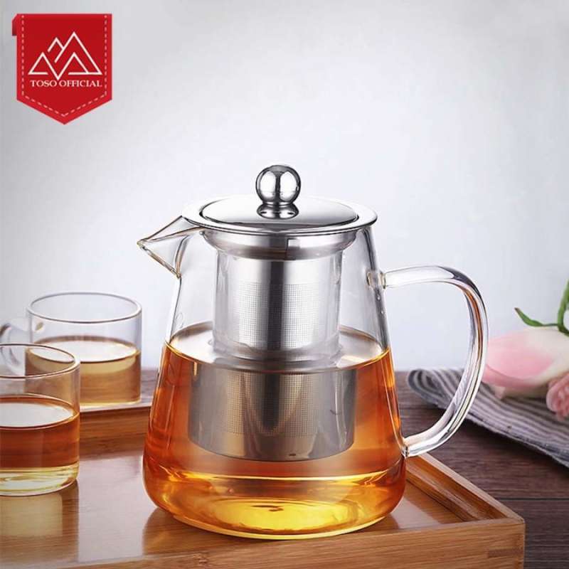 Promo Teko Teh Saringan Glass Chinese Tea Pot Strainer Infuser 450ml ...
