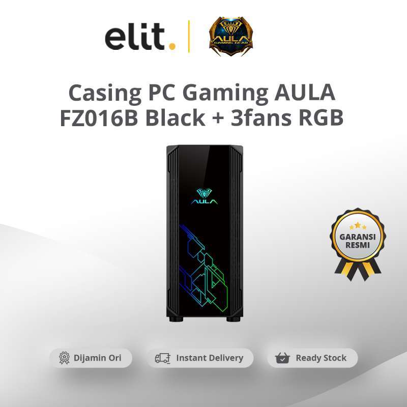 Jual AULA Casing PC Gaming FZ016 include 3 fans RGB - FZ016B Black di ...