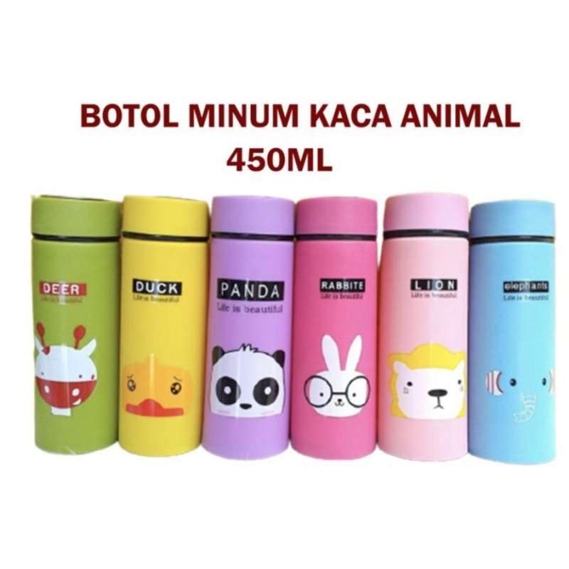 Jual Botol Minum Kaca Animal 450ml Murah Termos Anak Karakter Lucu ...