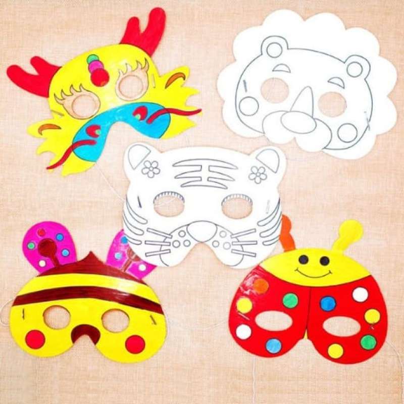 Jual Mainan Edukasi Anak DIY Mewarnai Topeng Binatang Kartun Untuk Anak ...