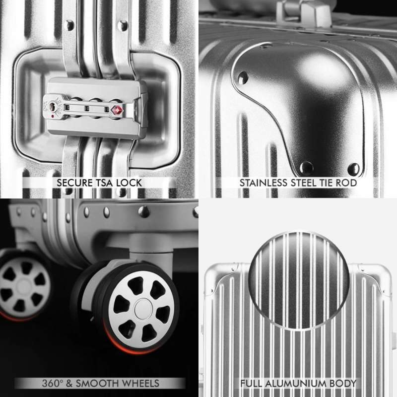Jual Bahan Full Aluminium Koper Bagasi Cabin Suitcase Luggage - Silver ...
