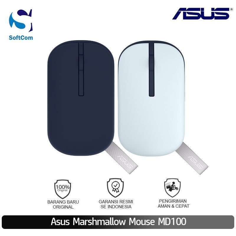 Jual Mouse Wireless Asus Marshmallow Md100 Quiet Blue Set Solar Blue ...