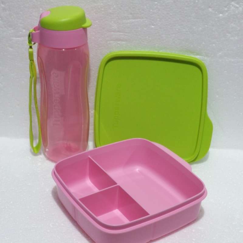 Jual Tupperware Lunch Set Box Tempat Makan Bekal Anak Botol Minum - Merah Muda Di Seller Chaca ...