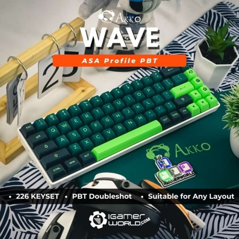 Jual Akko Wave ASA Profile 226 Keycaps Set PBT Doubleshot di Seller ...