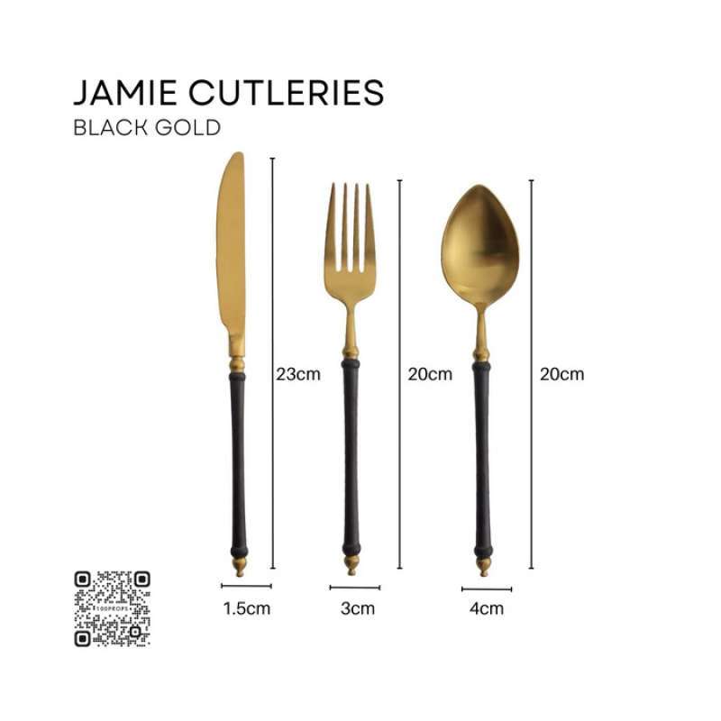 Promo Jamie Cutlery Set Set Of 3 Gold Stainless Cutlery - Black Gold ...