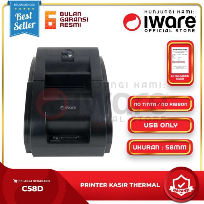 Promo Printer Kasir Thermal 58Mm Iware C58D/C-58D/C 58D Usb Free 10 ...