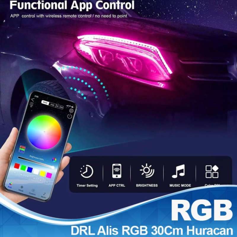 Promo Alis Rgb 30 Cm Merk Huracan | Drl Rgb 30 Cm Operated By Bluetooth ...