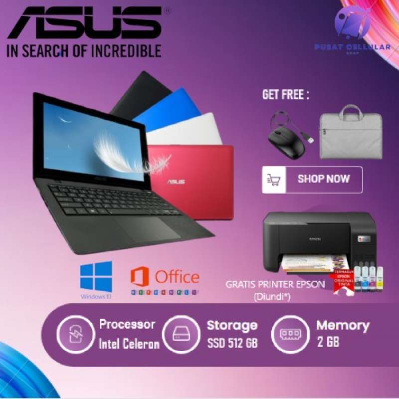 Jual NOTEBOOK ASUS X200 RAM 2GB SSD 256GB BERGARANSI-FREE HADIAH di ...