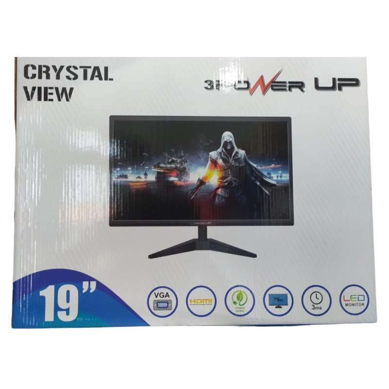 Jual LED Monitor 19 Inch Power Up Crystal View Layar LCD Komputer 19 ...