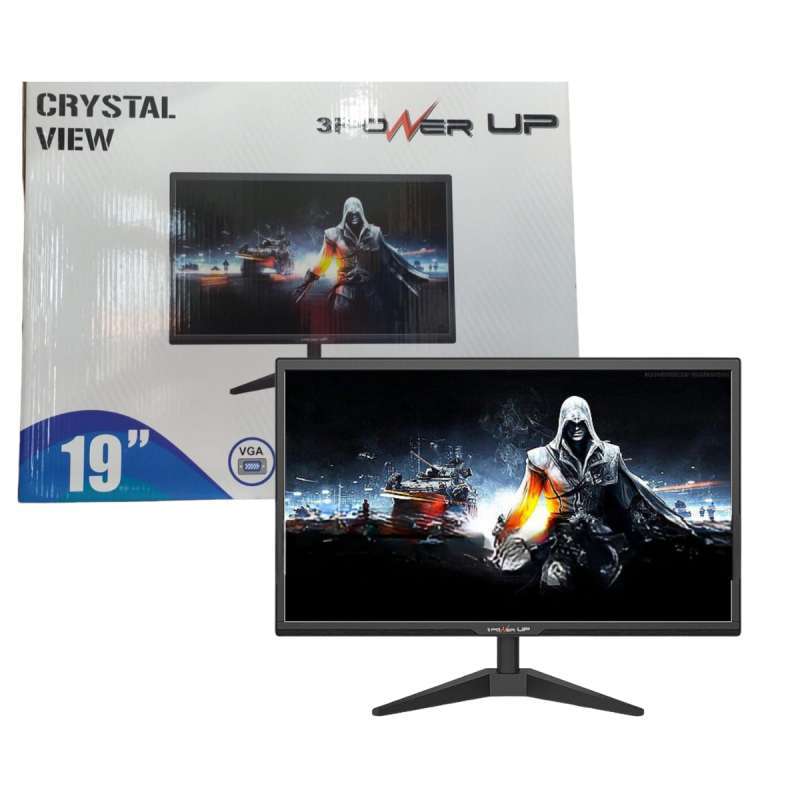 Jual LED Monitor 19 Inch Power Up Crystal View Layar LCD Komputer 19 ...