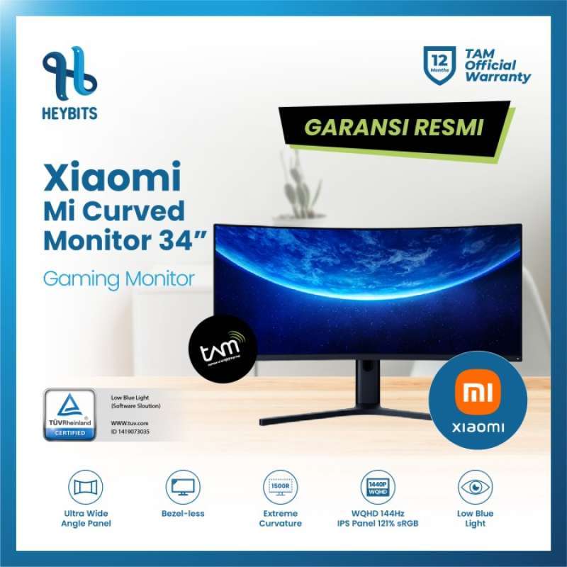Promo Xiaomi Mi Desktop 34 Monitor Curved Gaming Ultra Wide WQHD 144Hz ...