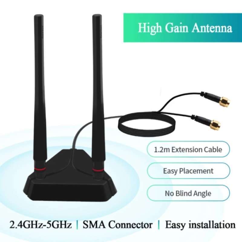 Promo Gaming PC Antenna Antena High Gain 2.4G/5Ghz Dual Band 6Dbi ...