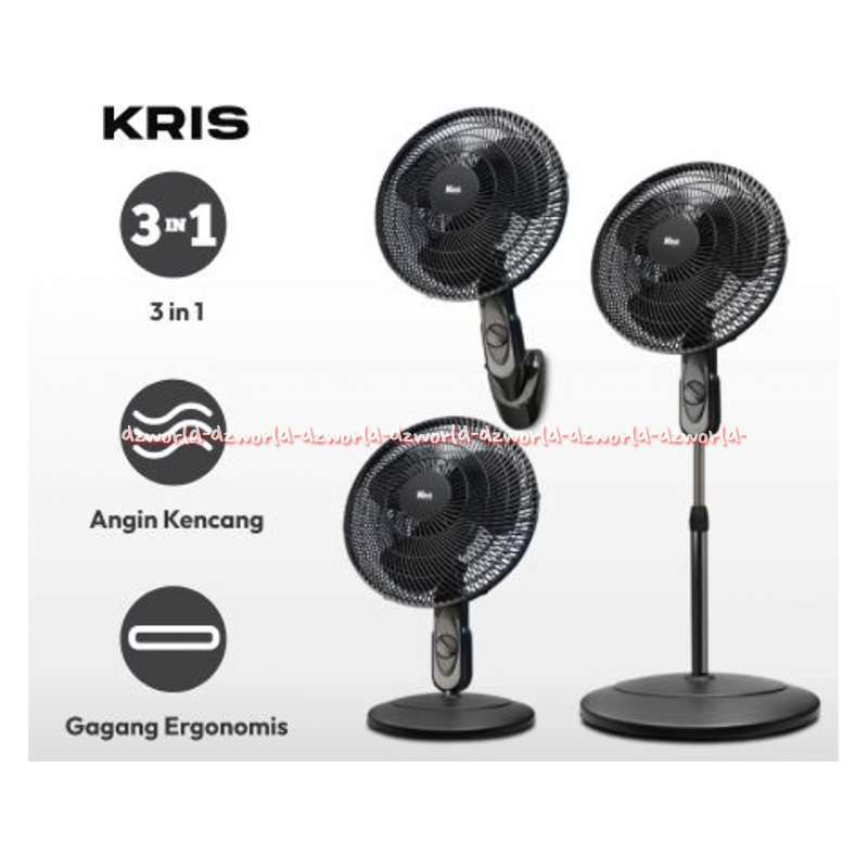 Promo Kris Home Appliance 3-in-1 Fan 16inchi Desk Wall Stand Kipas ...