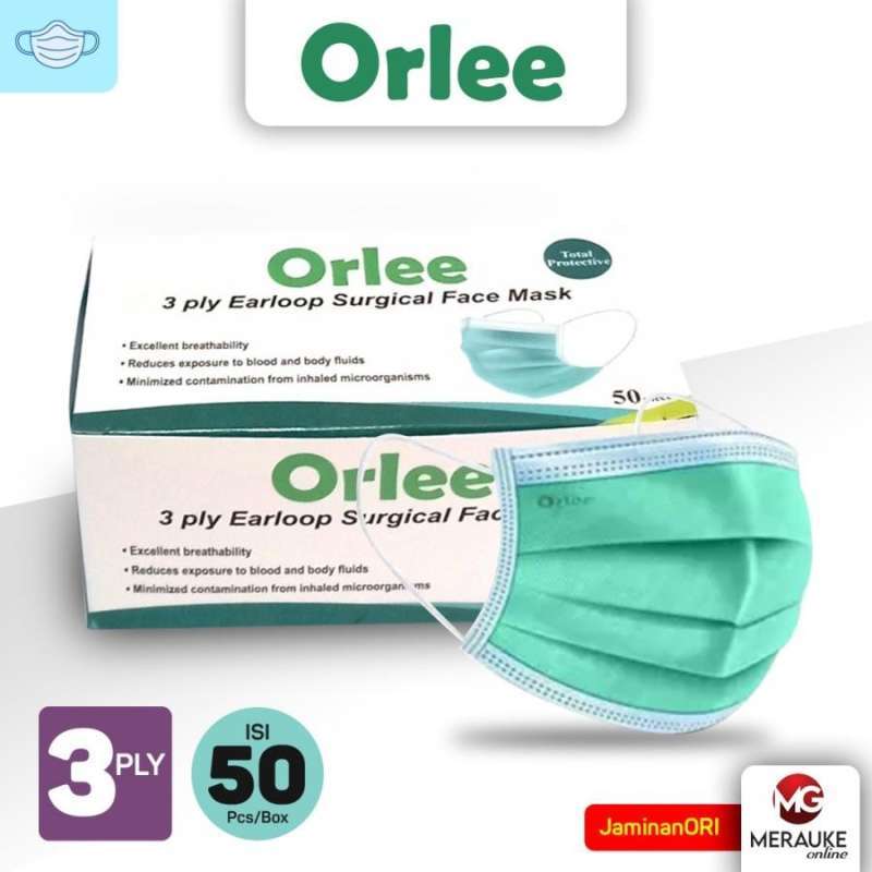 Jual Masker Orlee Earloop 3 Ply Box 50s - Surgical Hijau Di Seller Merauke Online Official Store ...