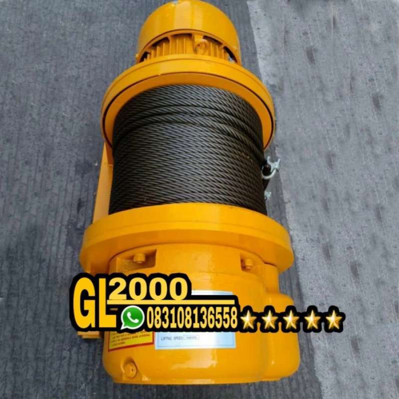 Promo Winch Hoist 1 Ton Seling 100 Meter wire Rope 1 Ton Winch Hoist 1 ...