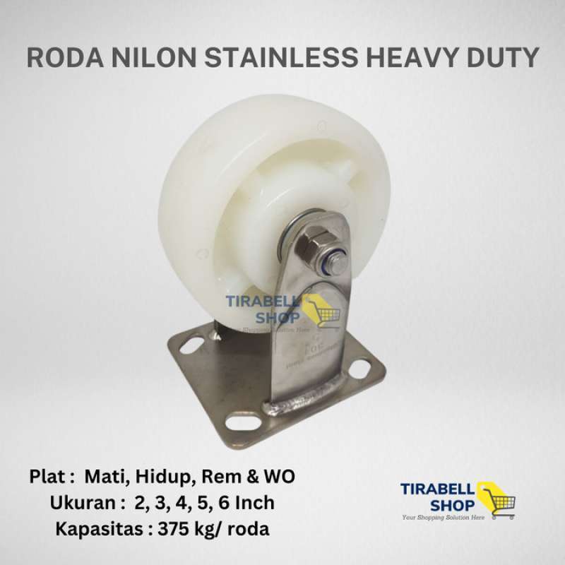 Promo Roda Castor Wheel Stainless PU Heavy Duty 5 Inch Mati Nilon ...