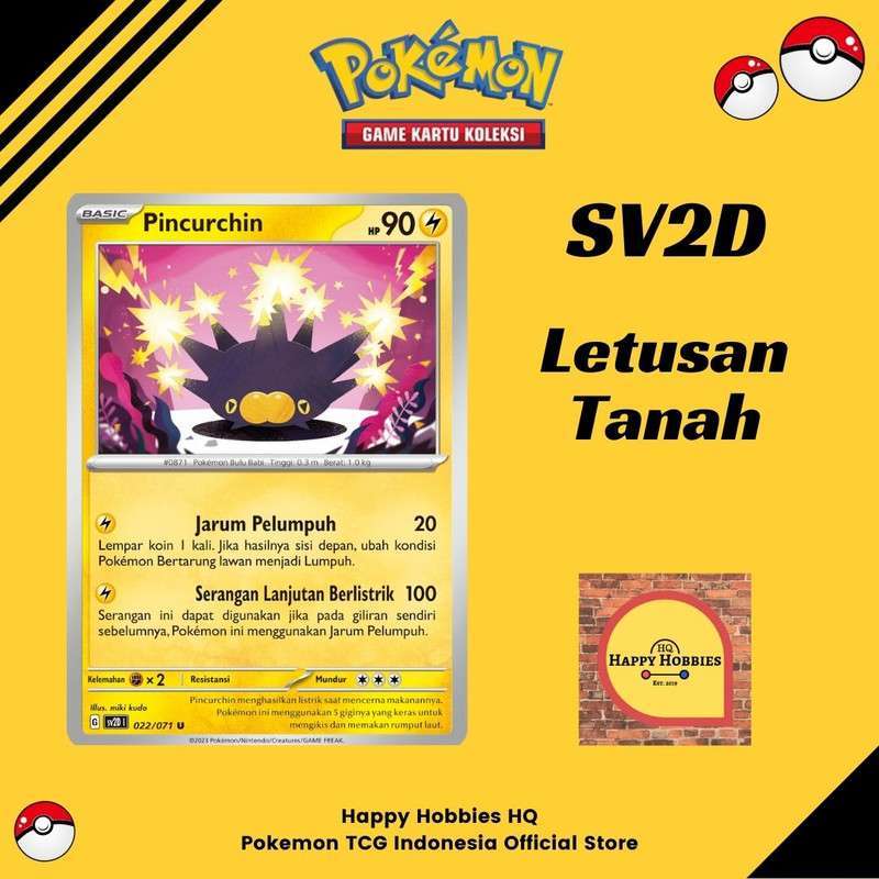 Jual Pokemon TCG Indonesia SV2D 022/071 Pincurchin U di Seller Happy Hobbies HQ Official Store ...