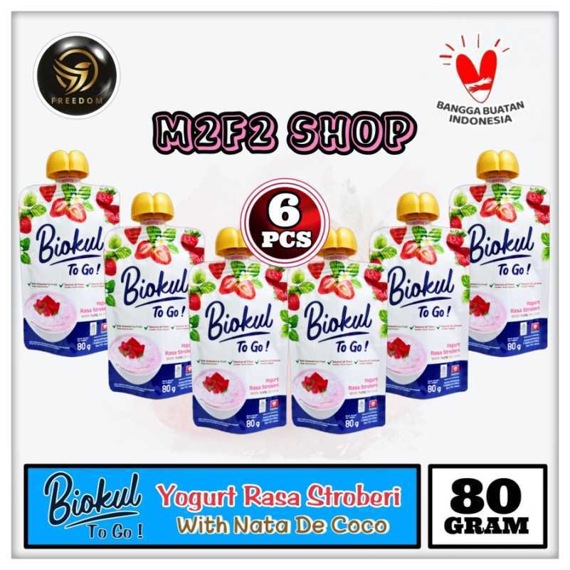 Promo Yogurt Biokul To Go Nata De Coco Rasa Stroberi - 80 gr (Kemasan 6 ...