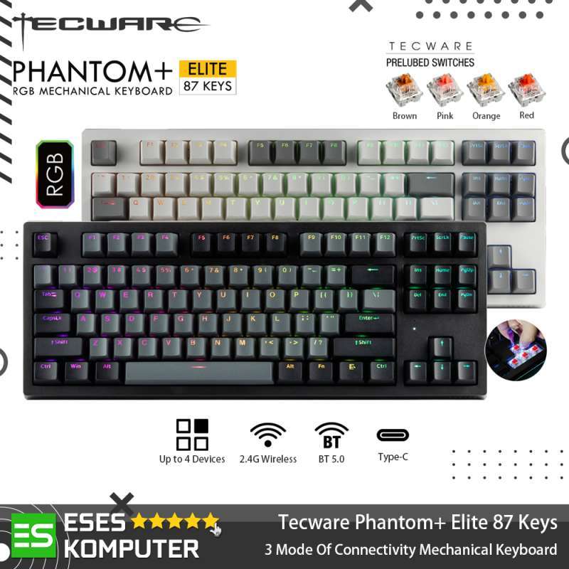 Jual Keyboard Tecware Phantom+ Elite 87 Keys Wireless RGB | Keyboard ...