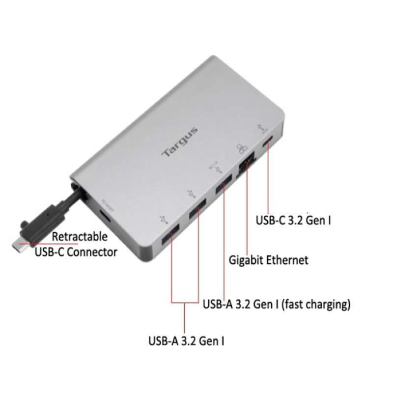 Promo Targus Usbc Multi-Port Hub With Ethernet Adapter And 100W Pd Pass ...