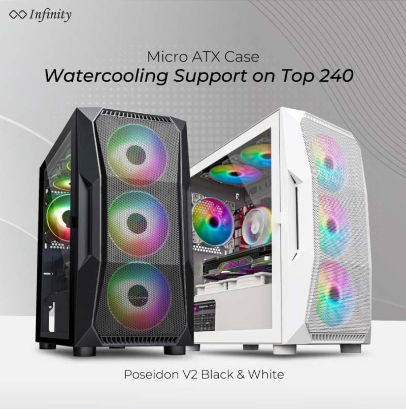 Jual Casing Infinity Poseidon V2 - Matx Gaming Case - Hitam Di Seller ...