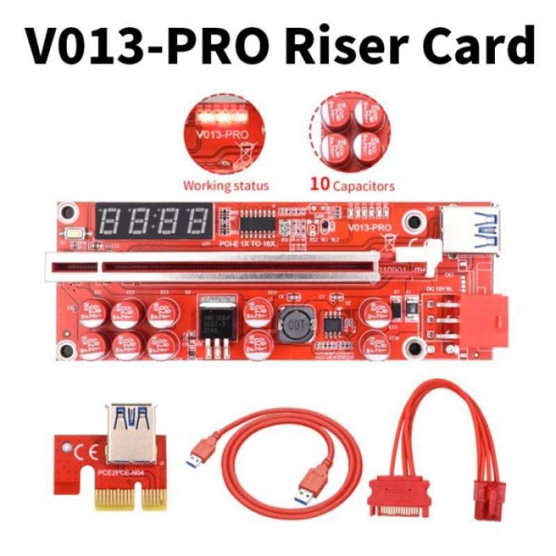 Promo Riser Pcie 013 Pro Mining 10 Kapasitor Temperatur Volt Display Vga Gpu Diskon 23% di ...