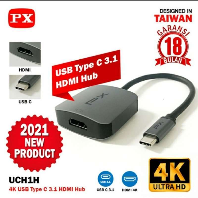 Promo Converter Usb Type C To Hdmi 4K Uhd Pd Hub Adapter Px Uch-1H Diskon 23% di Seller ...